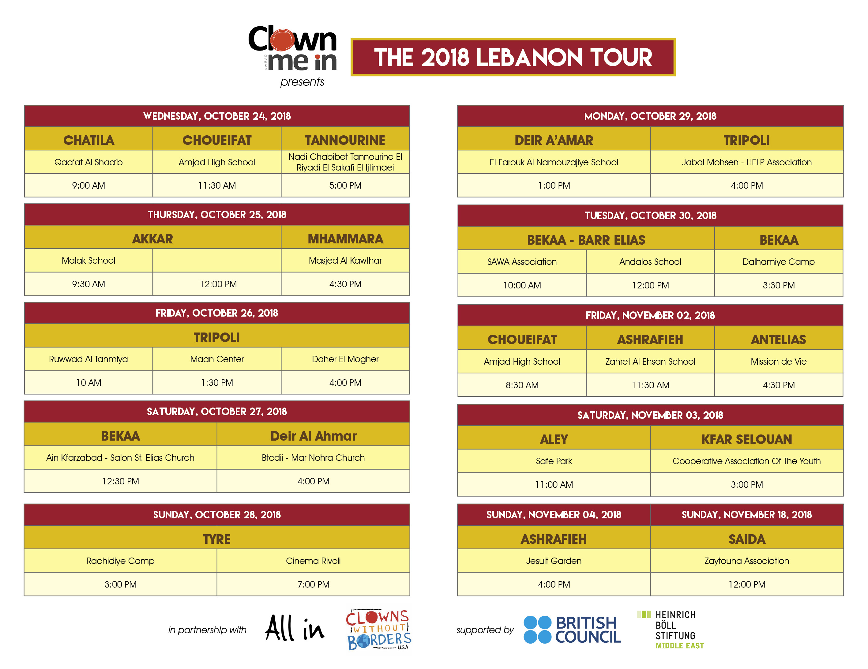 Clown Tour 2018 Schedule – Clown Me In